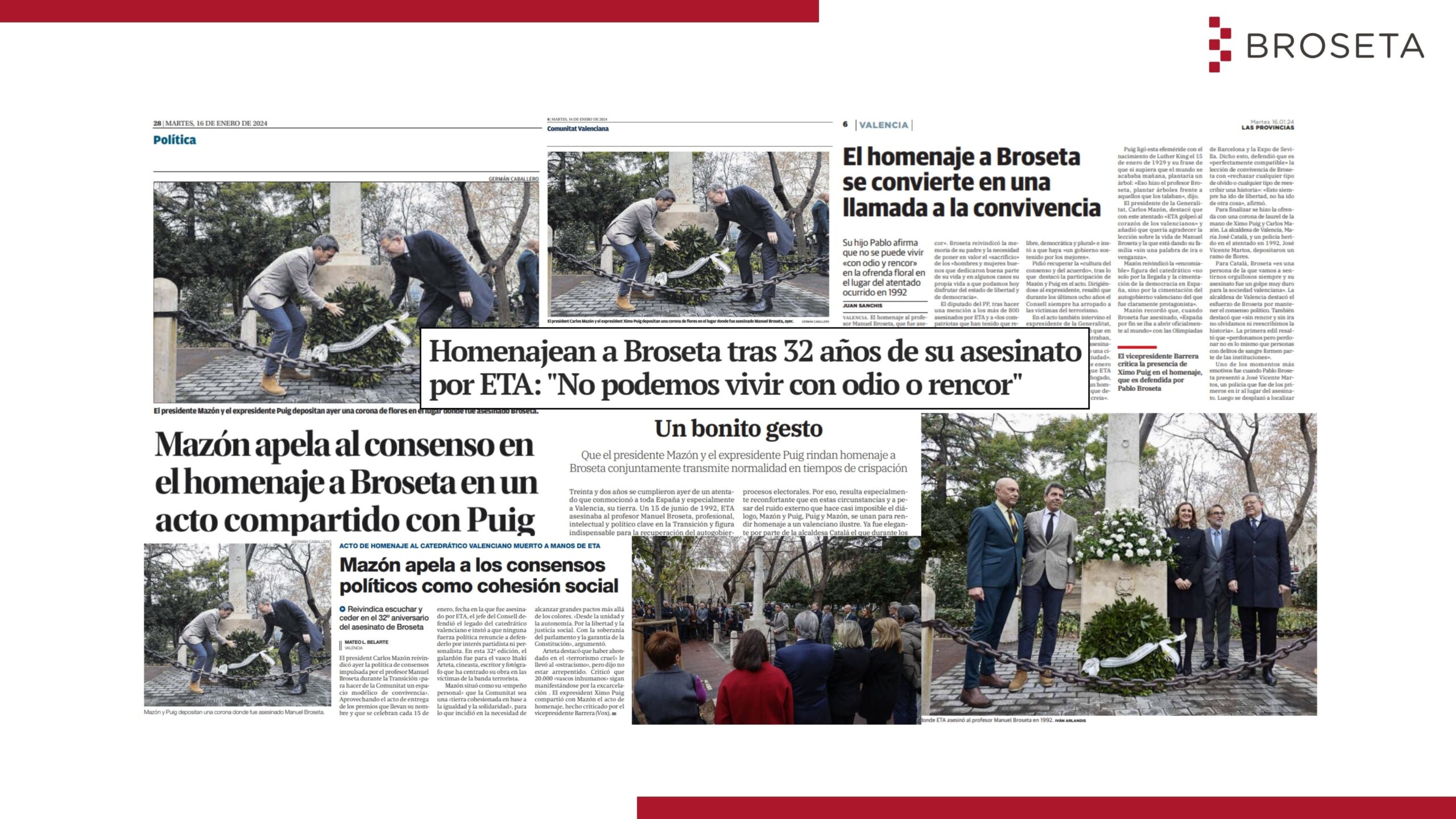 Homenaje al Profesor Manuel Broseta, fundador de BROSETA - Broseta